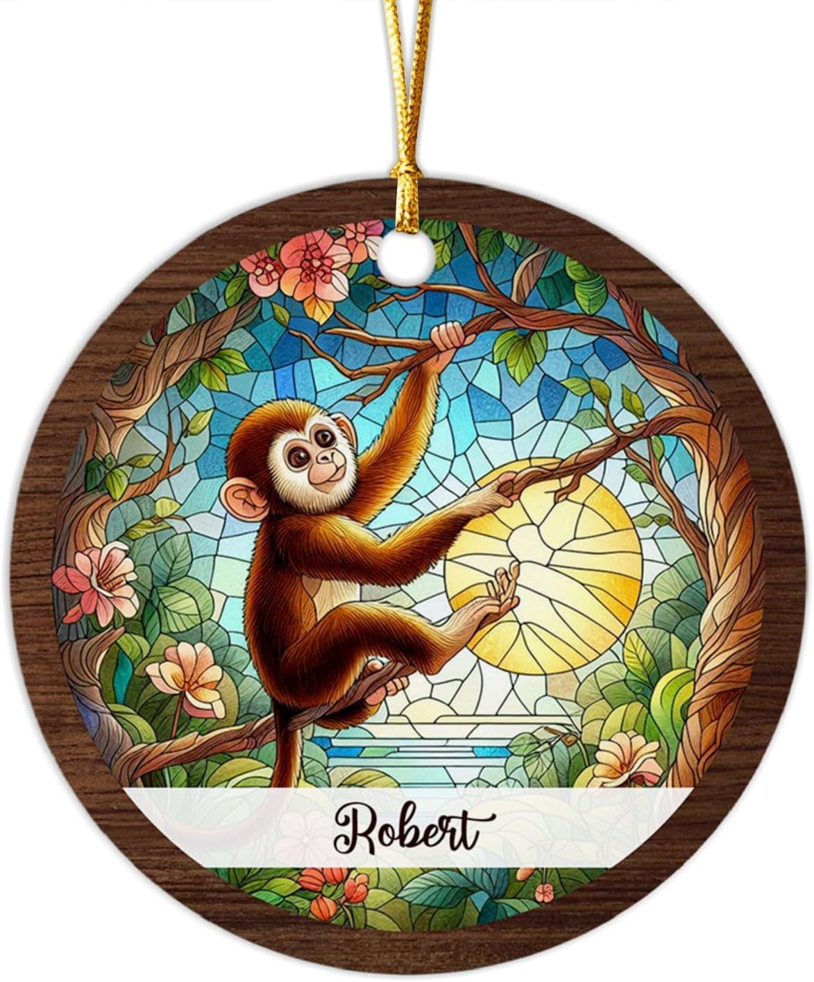 Personalized Monkey Ornament Keepsake On Christmas 2025, Monkey Stained ...