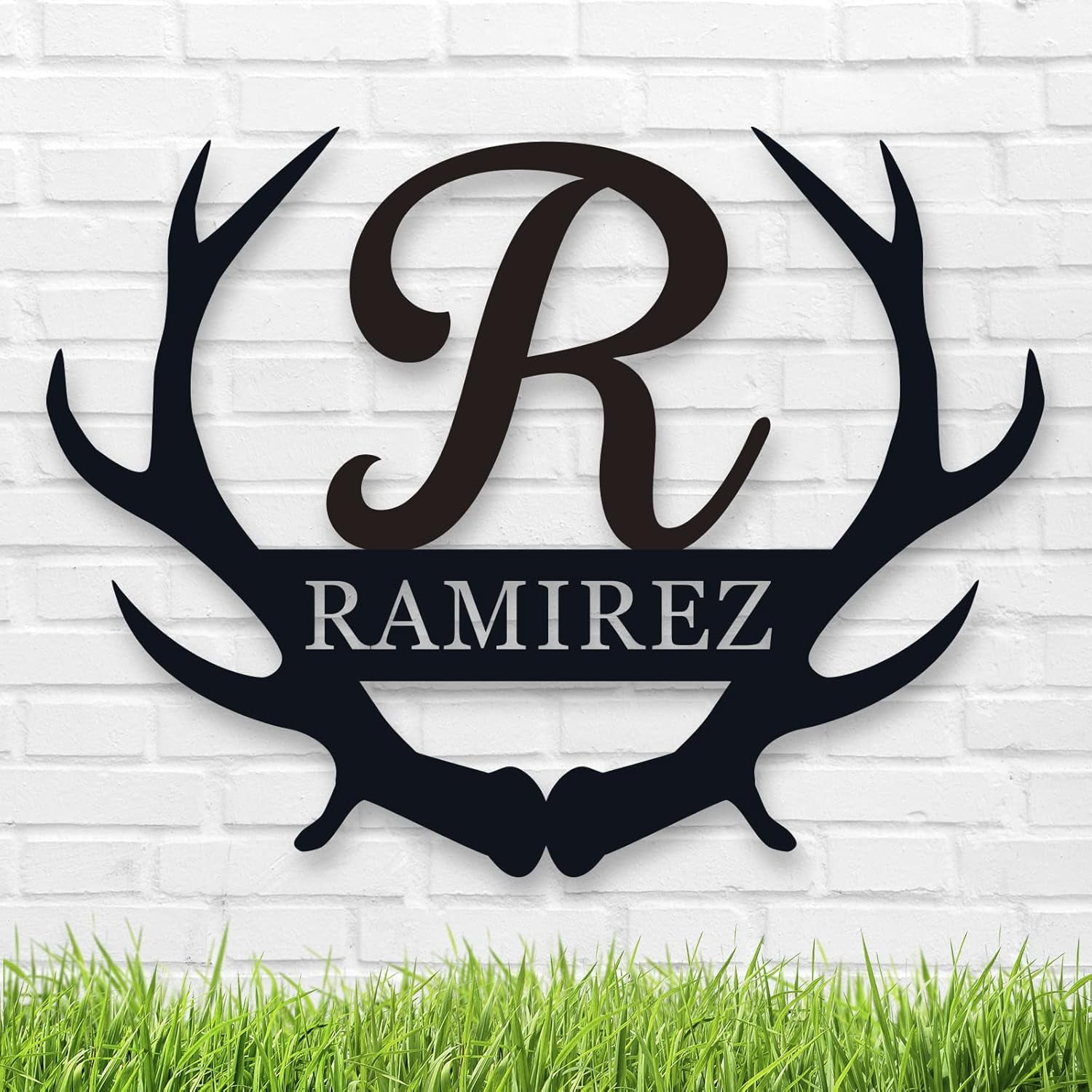 Personalized Monogram Antlers with Initials and Name Sign Custom Last ...