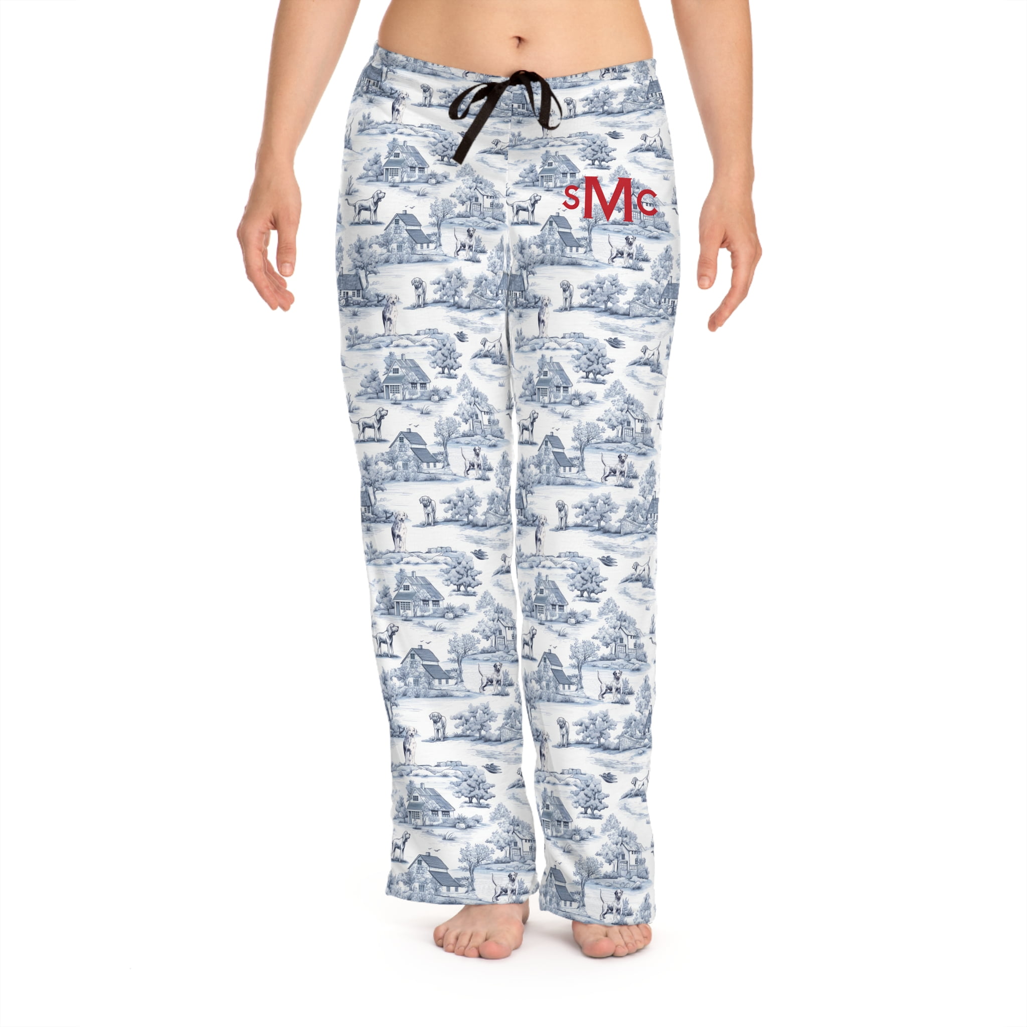 Personalized Monogram Farmhouse Toile Women's Pajama Pants - Walmart.com