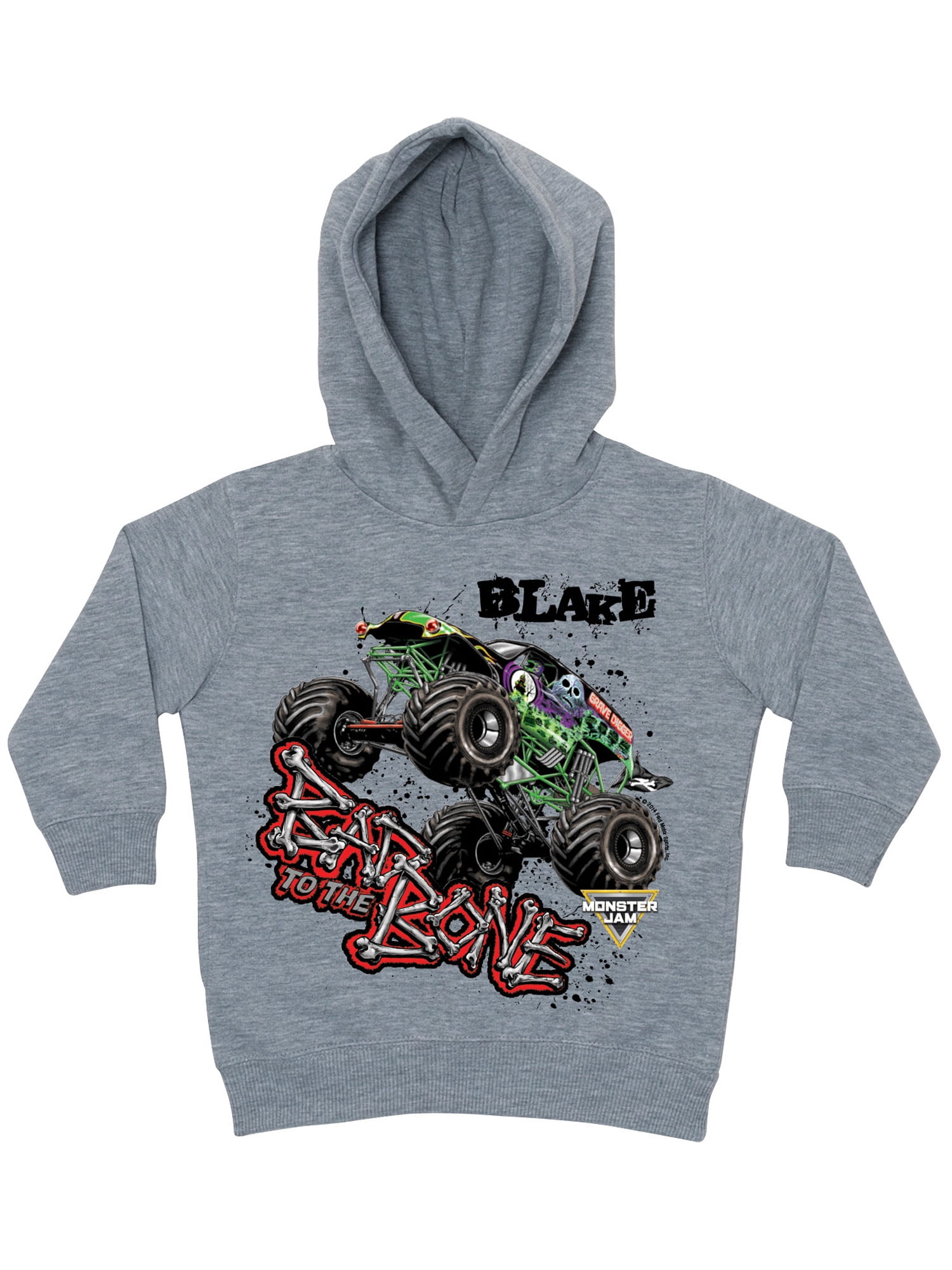 Personalized Monster Jam Bad to the Bone Grey Toddler Boys' Hoodie ...