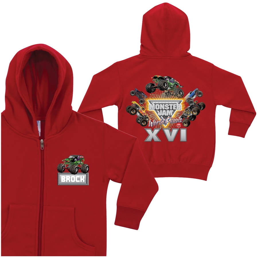 Personalized Monster Jam World Finals Toddler Boys' Zip-Up Hoodie, Red ...