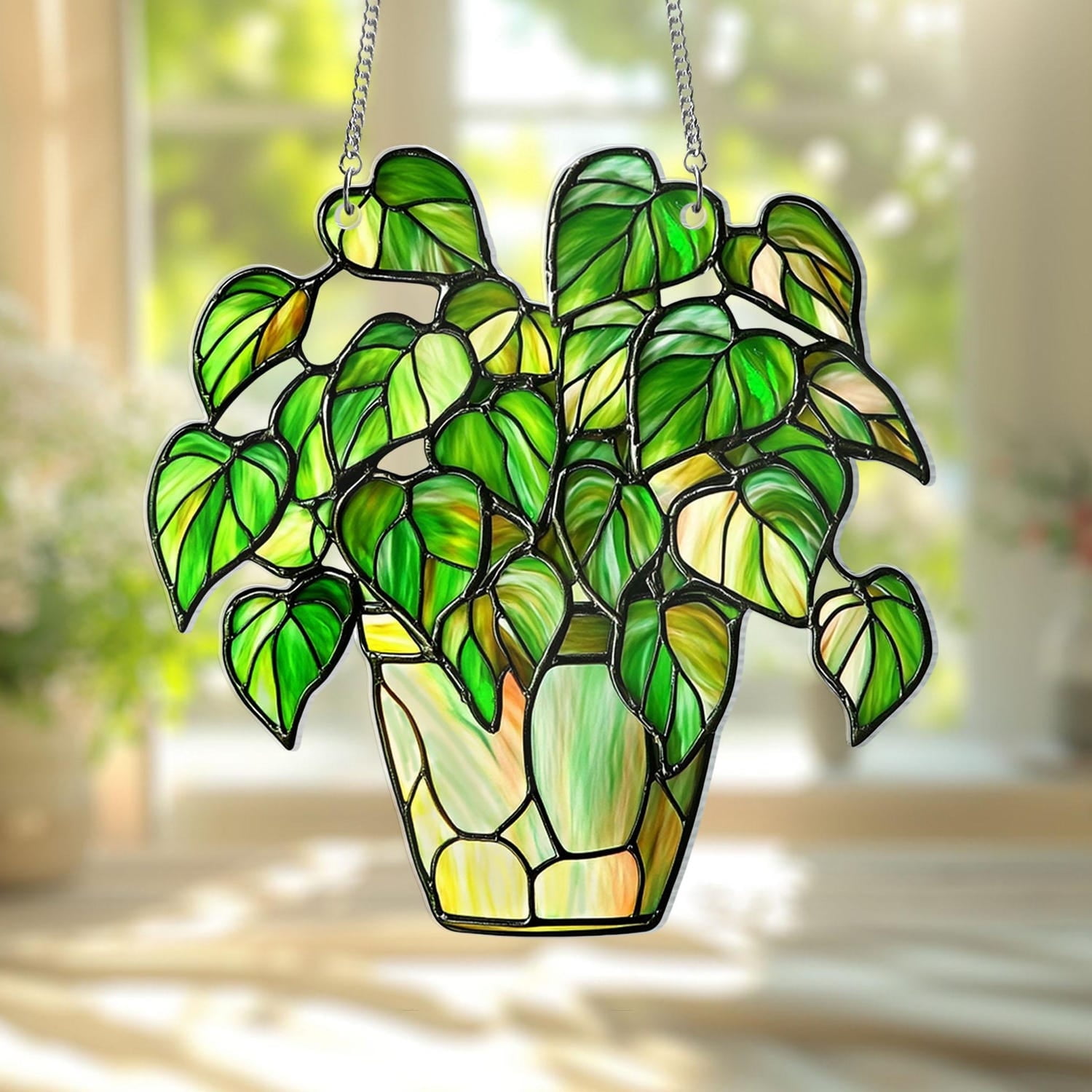 Personalized Monstera Leaf Acrylic Window Hanging Suncatcher, Botanical ...
