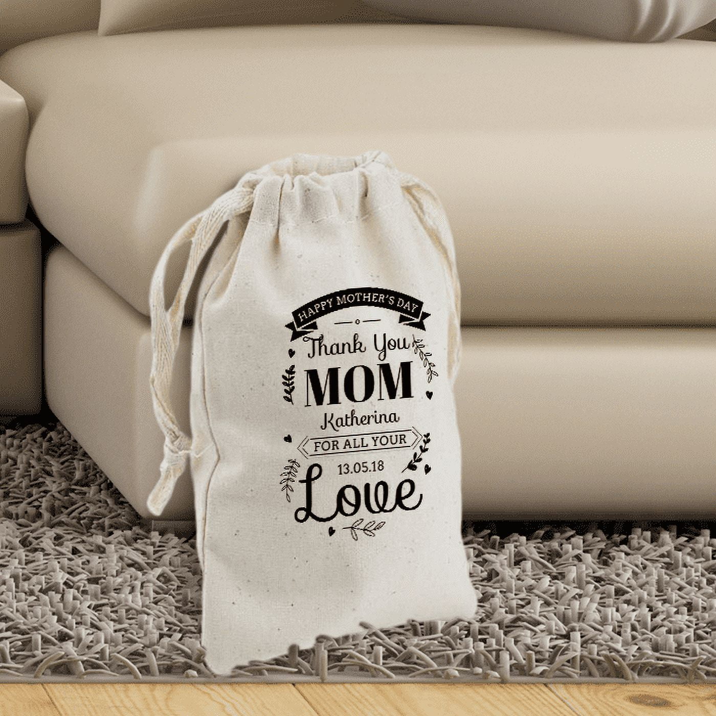 Personalized Mother's Day Natural Cotton 5.75 x 9.75 Drawstring Favor ...