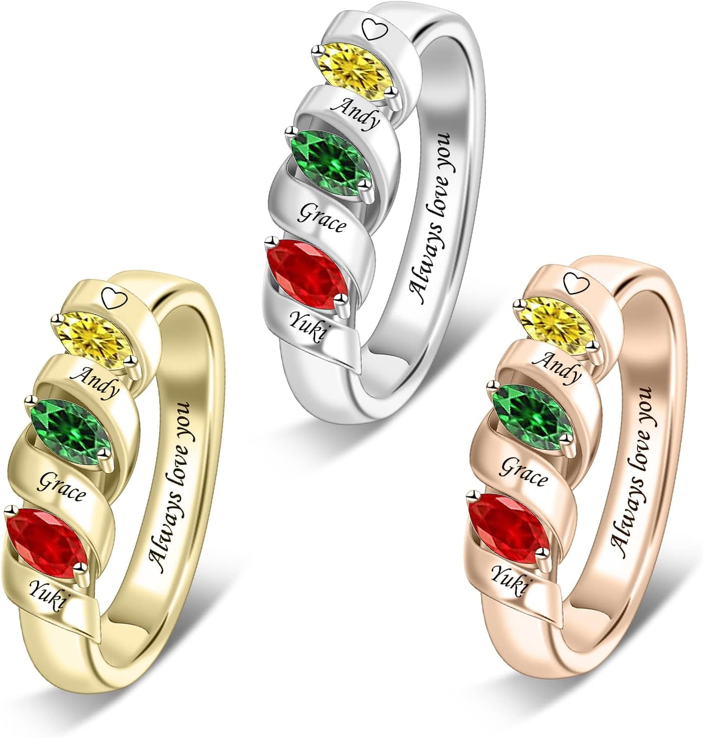 Personalized Mothers Ring with 1-6 Simulated Birthstones Engraved ...