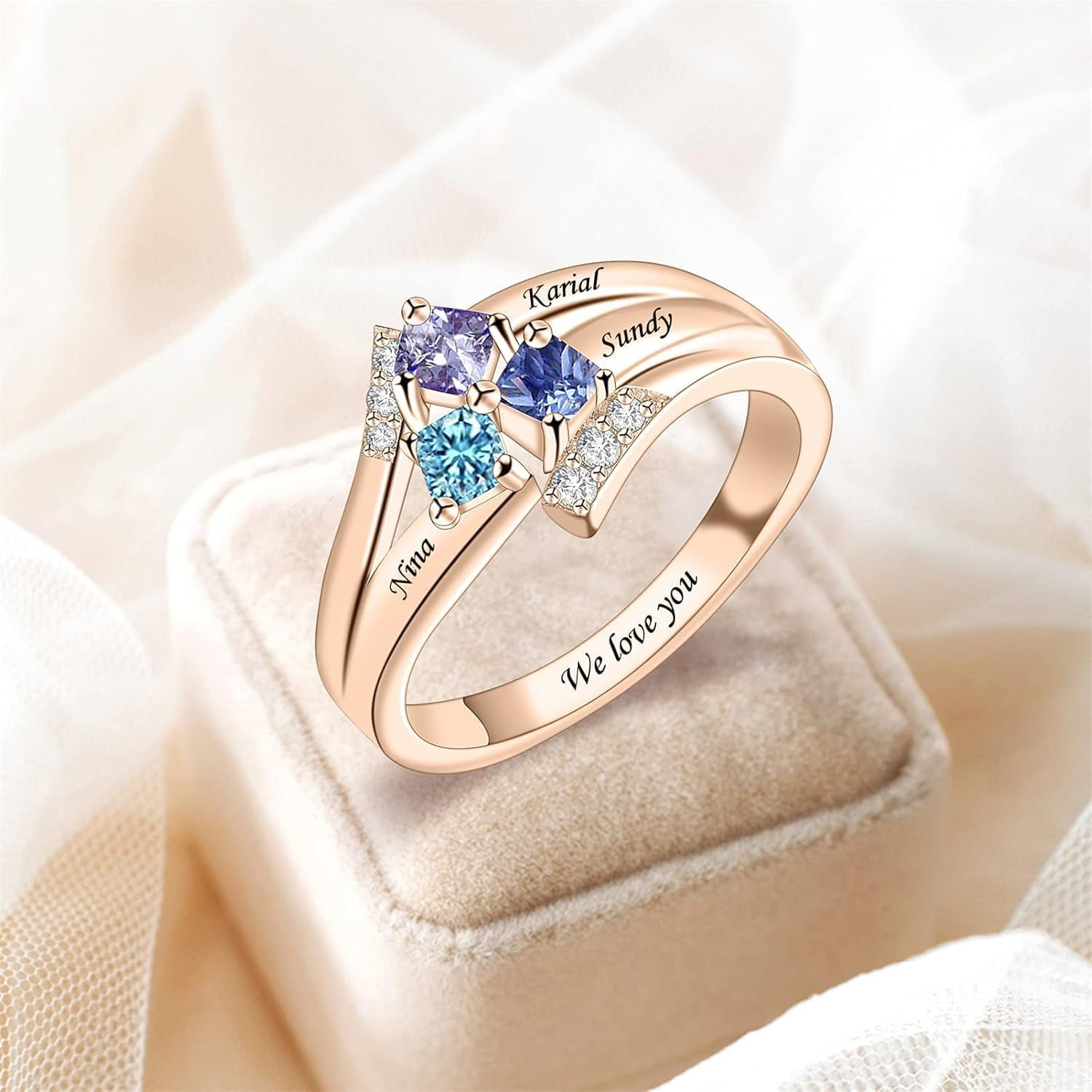 Personalized Mothers Rings With 1/2/3/4/5/6 Simulated Birthstones ...