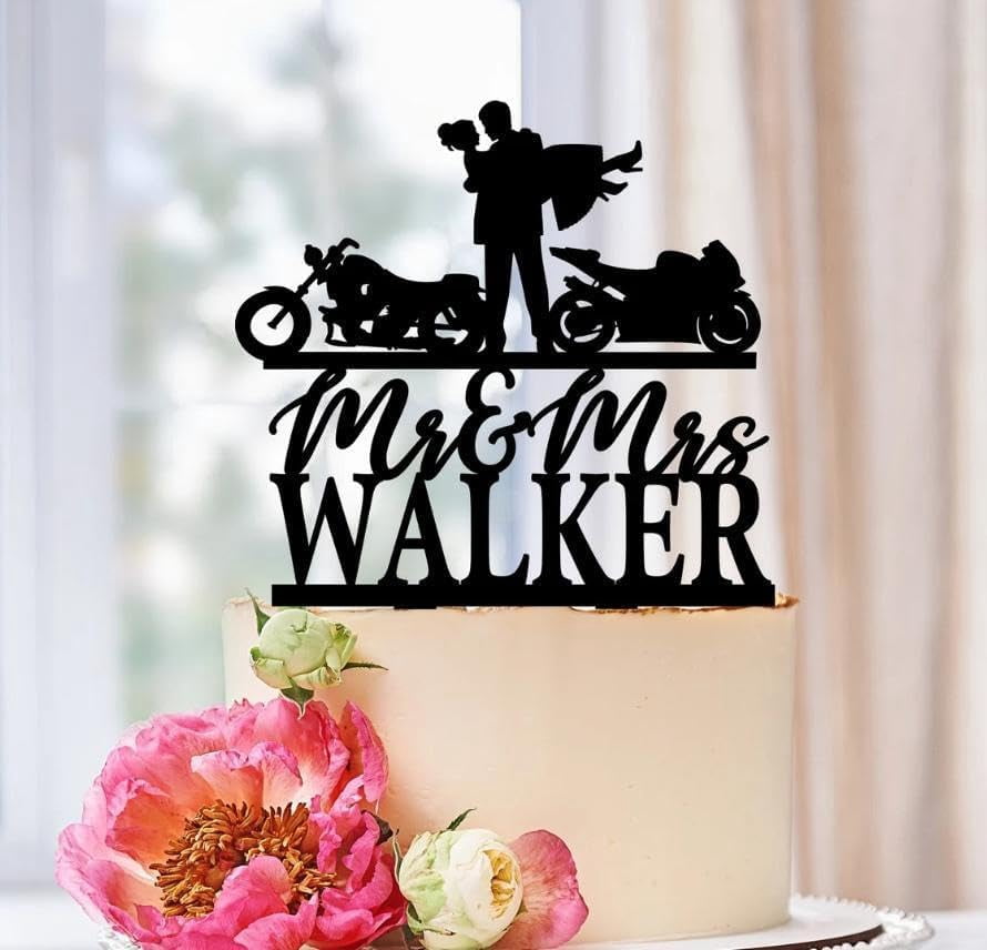 Personalized Motorbike Acrylic Cake Topper, For Engagements, Birthday ...