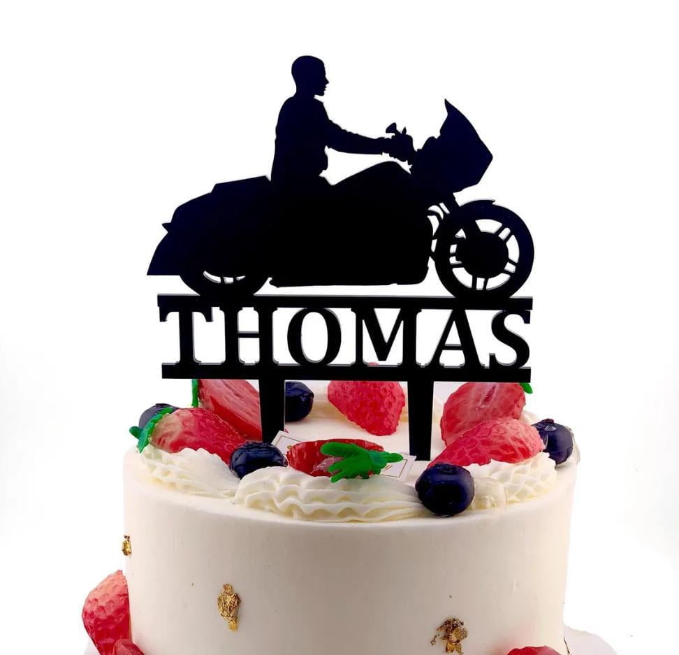 Personalized Motorcycle Birthday Cake Topper, For Him Cake Toppers ...