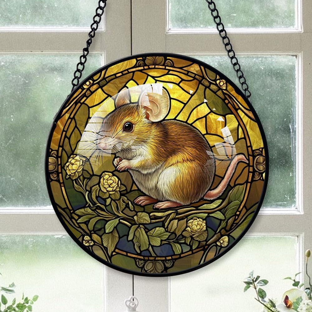 Personalized Mouse Stained Glass Suncatcher Artistic Window Hanging ...
