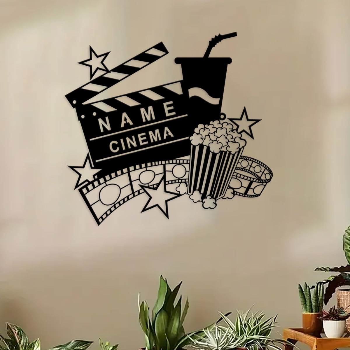 Personalized Movie And Popcorn Metal Wall Art Custom Family Cinema Home ...