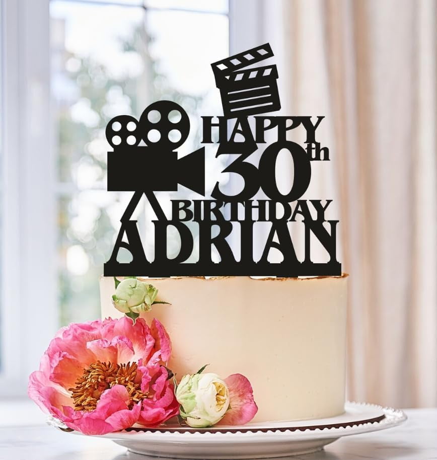Personalized Movie Camera Acrylic Cake Topper, Film Reel Action wedding ...