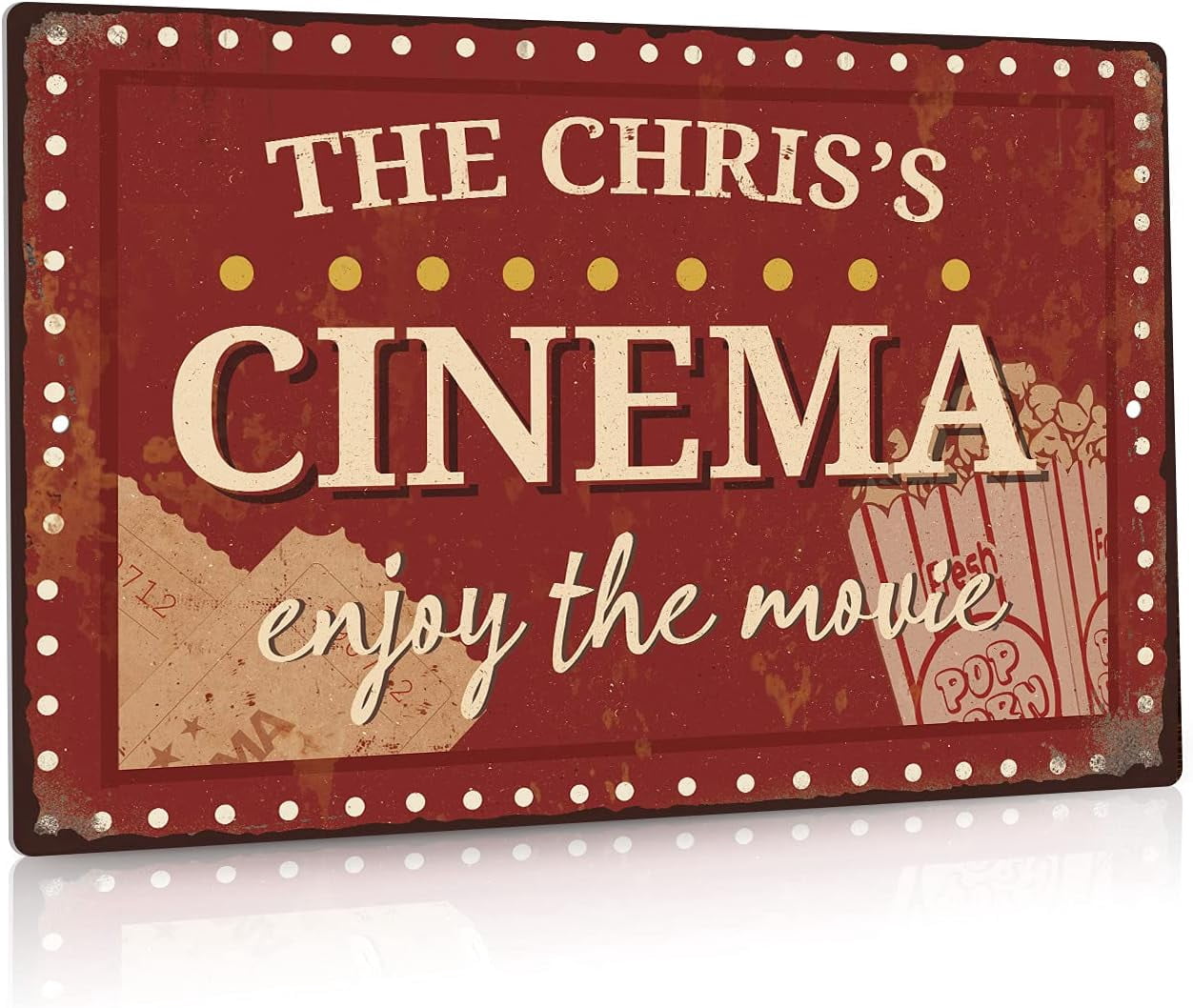 Personalized Movie Theater Sign - Vintage Cinema Decor, 12x8 Inches ...