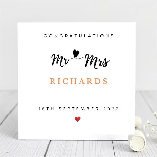 Personalized Mr and Mrs Congratulations Card – Custom Couple Card for ...