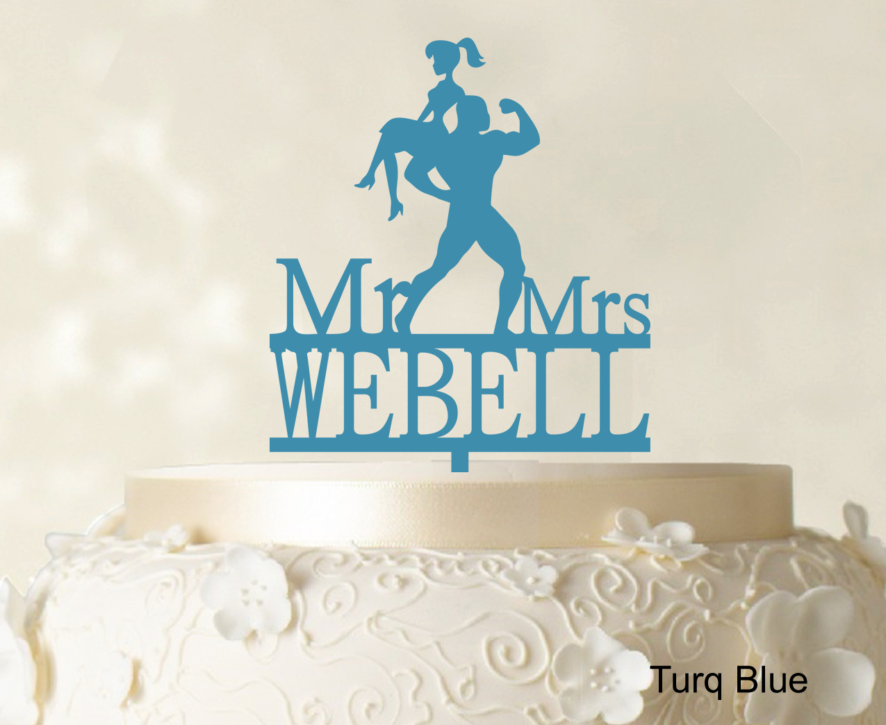 "Personalized Mr & Mrs Couple Cake Topper Personalized Turquoise Blue ...