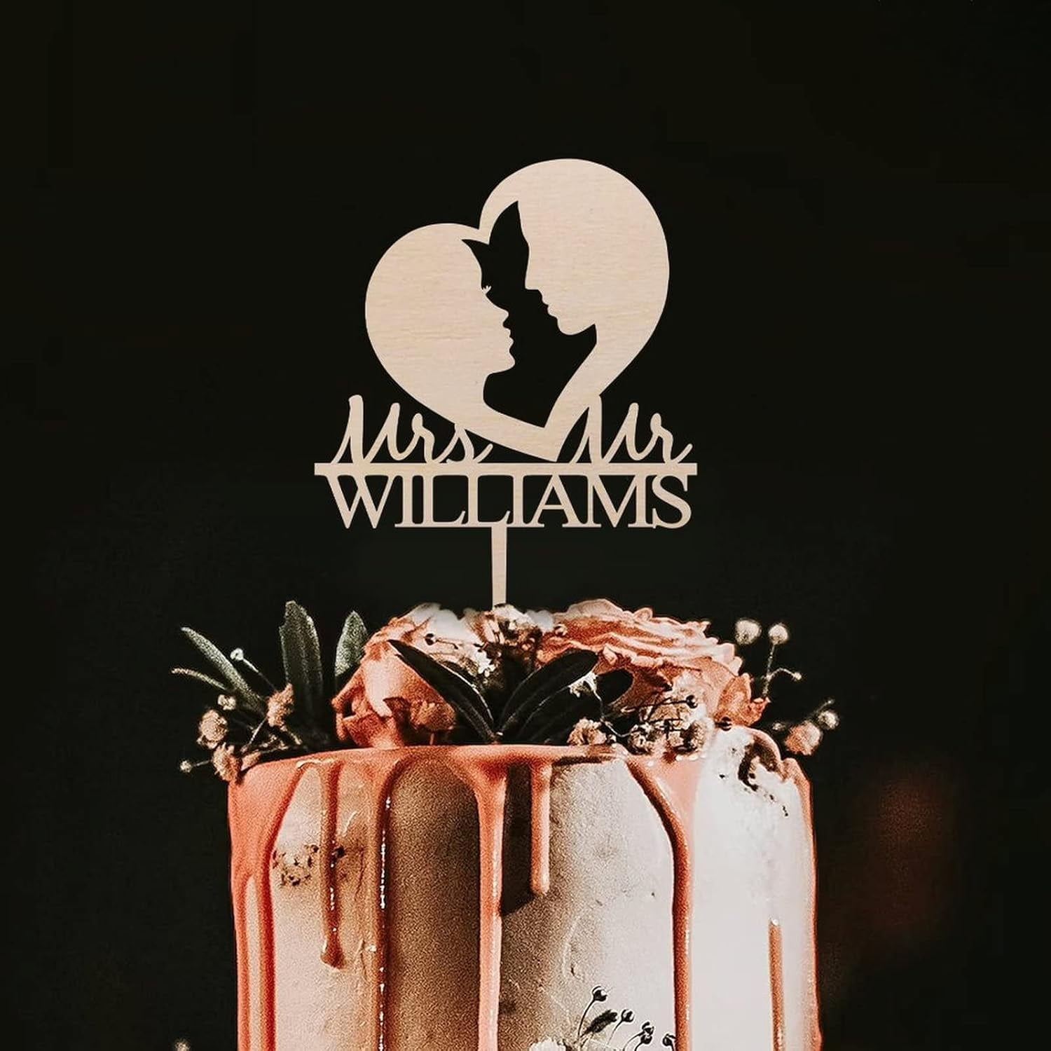Personalized Mr And Mrs Wedding Cake Topper, Custom Last Name Wooden ...