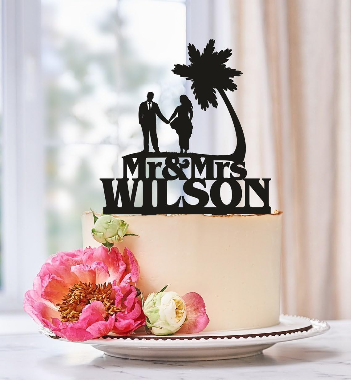 Personalized Mr & Mrs Wedding Cake Topper With Last Name,Beach Cake ...