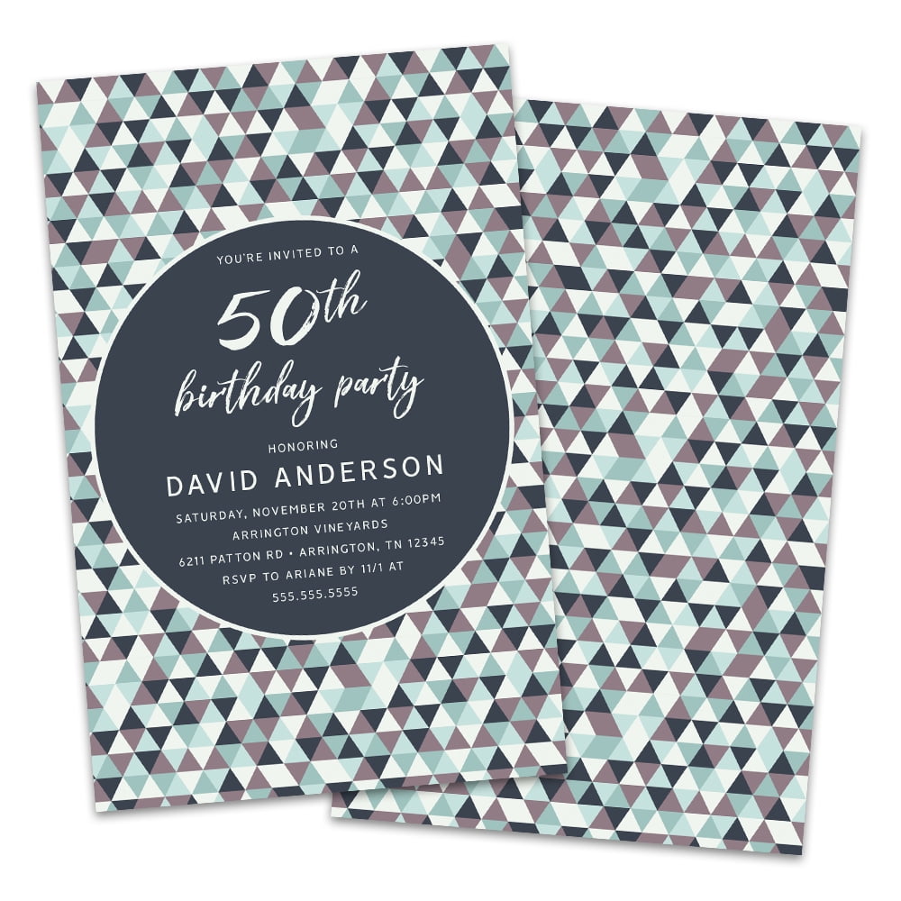 Personalized Multicolor Triangles Adult Birthday Party Invitation ...