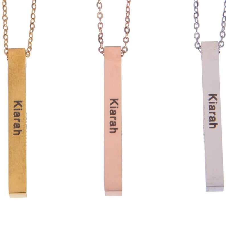 Personalized Multiple Name Bar Pendant Necklace - Custom Vertical ...