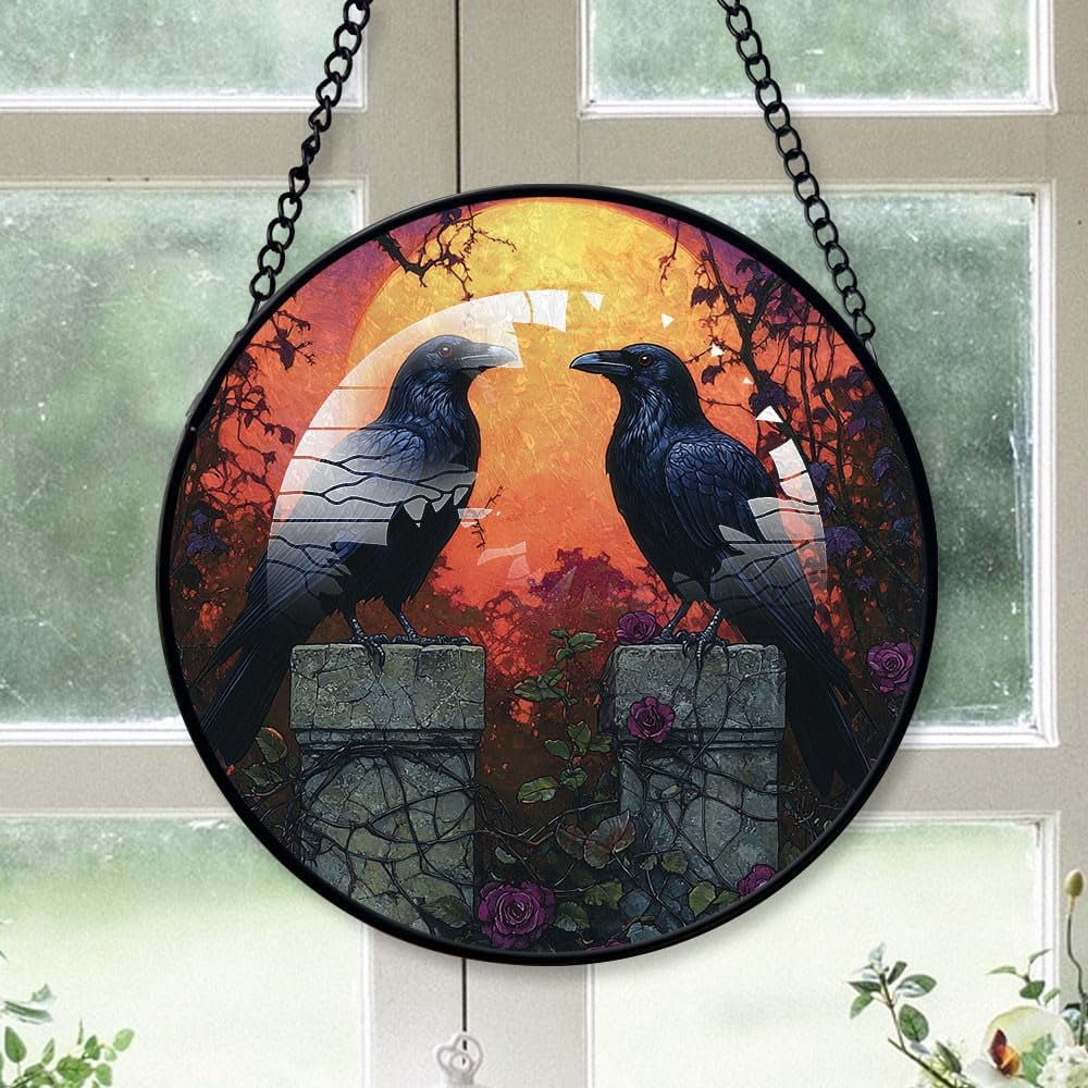Personalized Murder of Crows Stained Glass Suncatcher Window Hanging ...