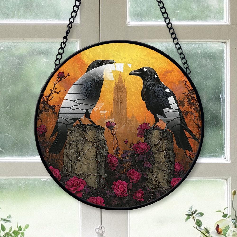 Personalized Murder of Crows Suncatcher Stained Glass Suncatchers ...