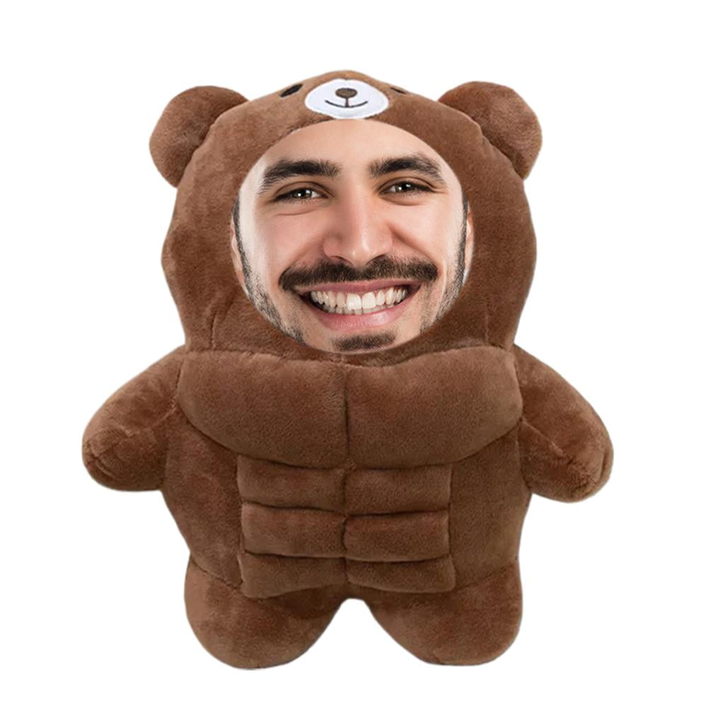 Personalized Muscle Bear Plush Pillow with Your Photo, Custom Stuffed Animal Pillows ...