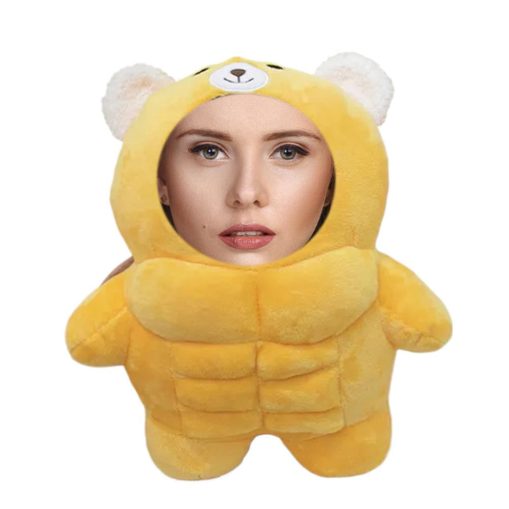 Personalized Muscle Bear Plush Toy, Customizable Your Face Photo Plush ...