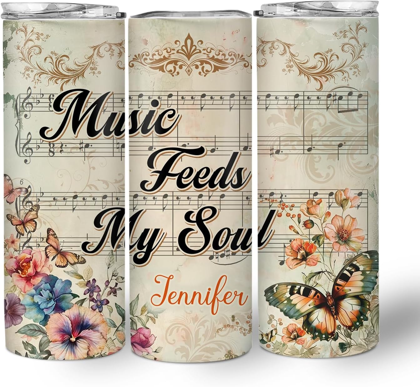 Personalized Music Notes Skinny Tumbler Gifts - Music Notes With Design ...