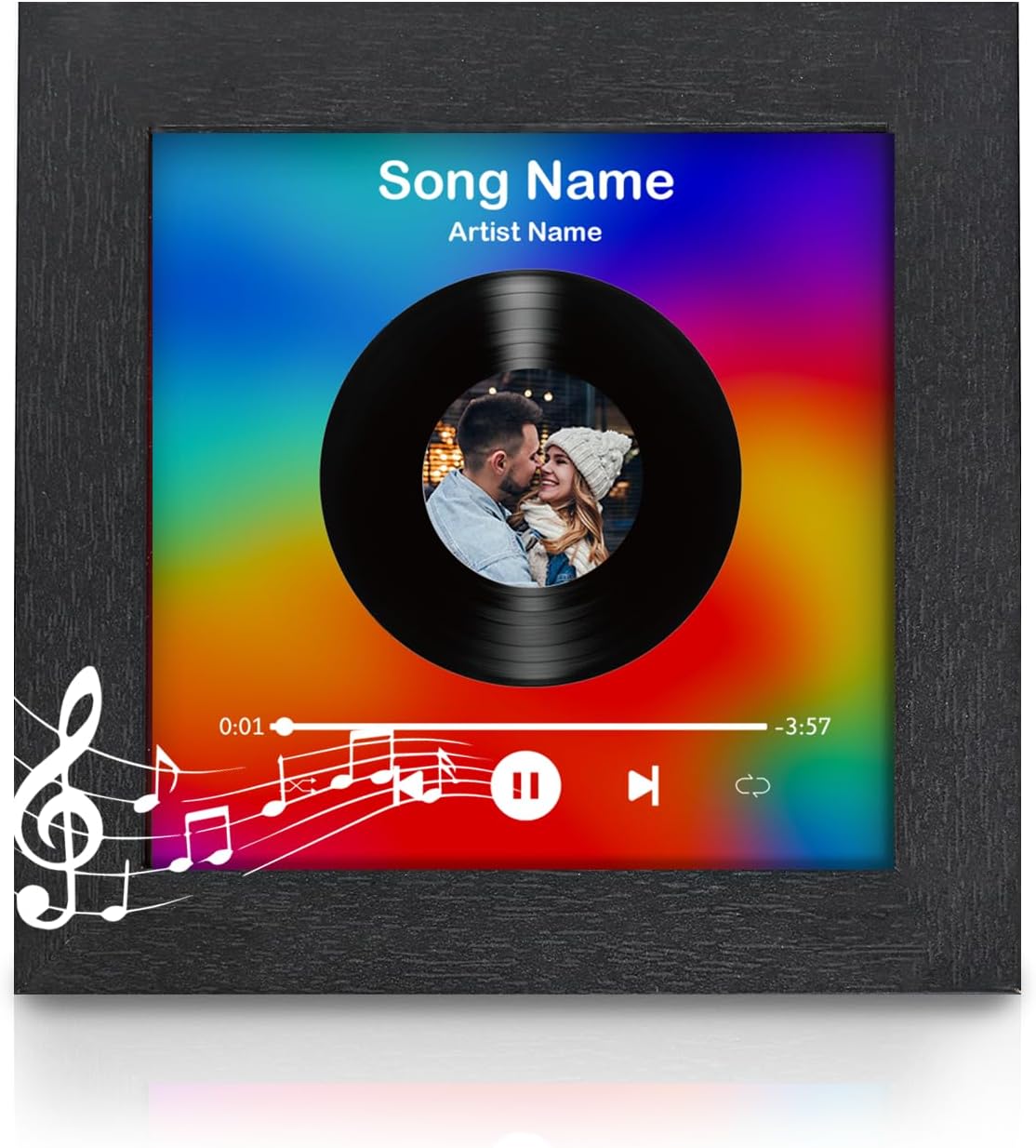 Personalized Music & Photo Wooden Frame, Custom Vinyl Record Player ...