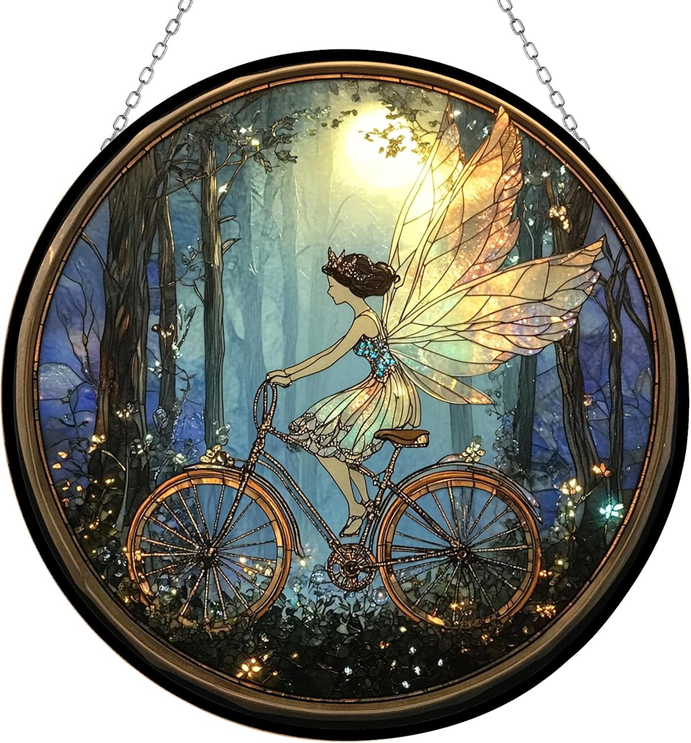 Personalized Mystical Fairy Ride Stained Glass Suncatcher Stained Glass ...