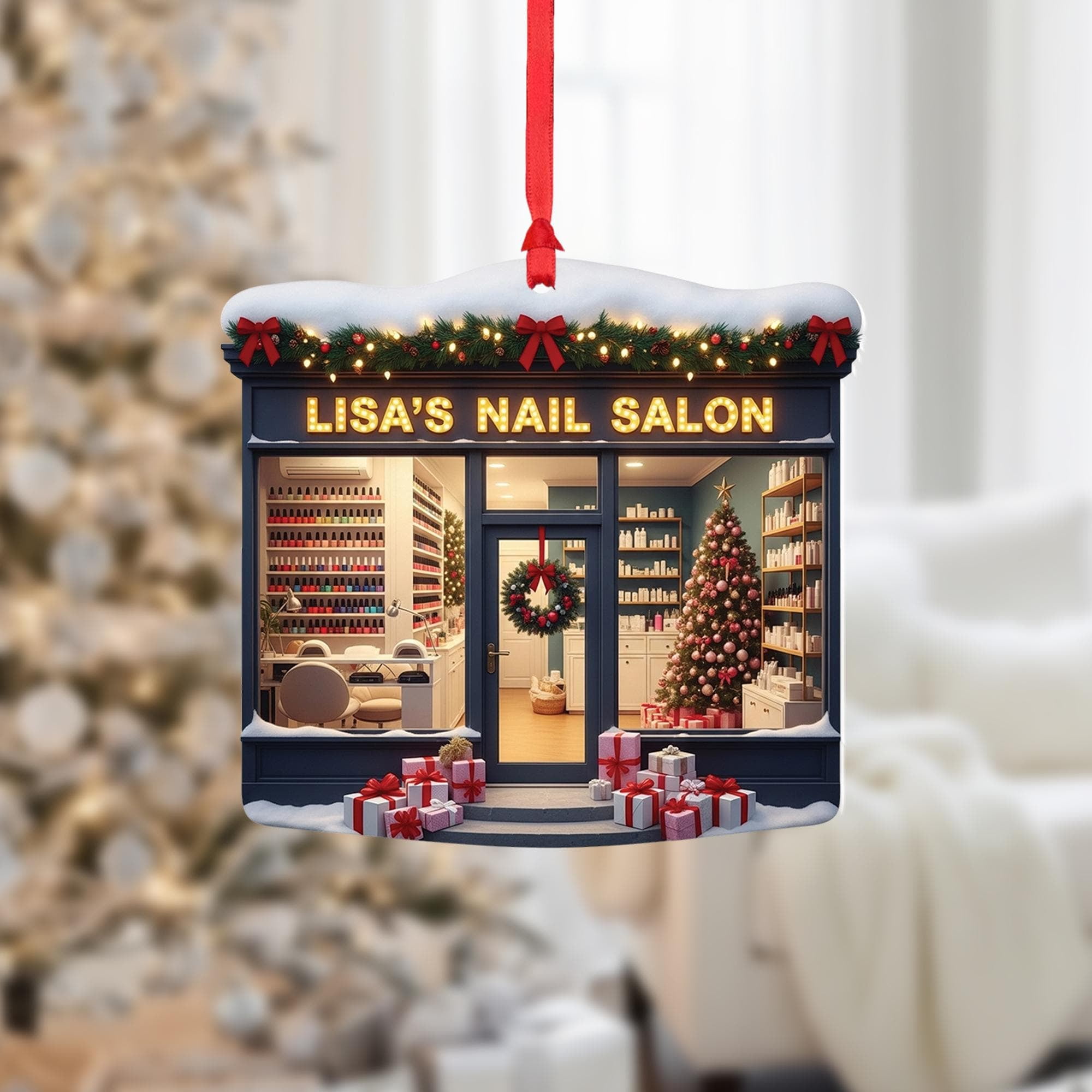 Personalized Nail Salon Christmas Ornament, Custom Beautician Holiday ...