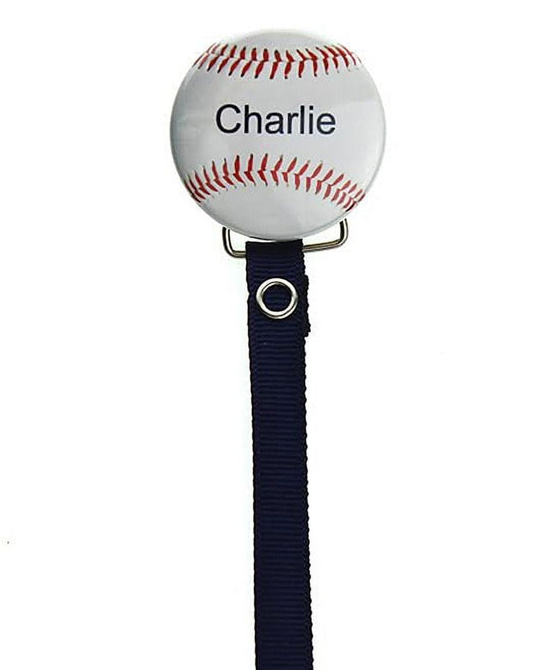 Personalized Name Baseball Pacifier Clip with Navy Ribbon - Walmart.com