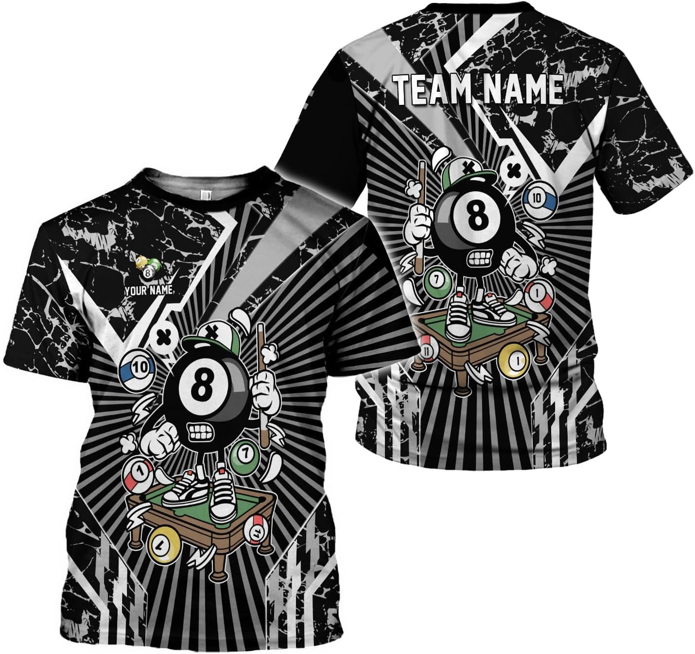 Personalized Name Billiard Shirts 3D, Billiards Shirt 8 Ball Billiard ...