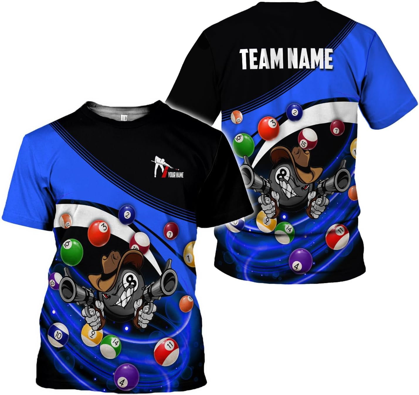 Personalized Name Billiard Shirts 3D, Billiards Shirt 8 Ball Billiard ...