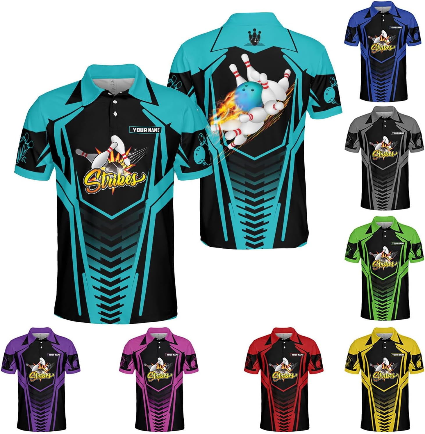 Personalized Name Bowling Polo Shirts 3D for Men and Women, Bowling ...