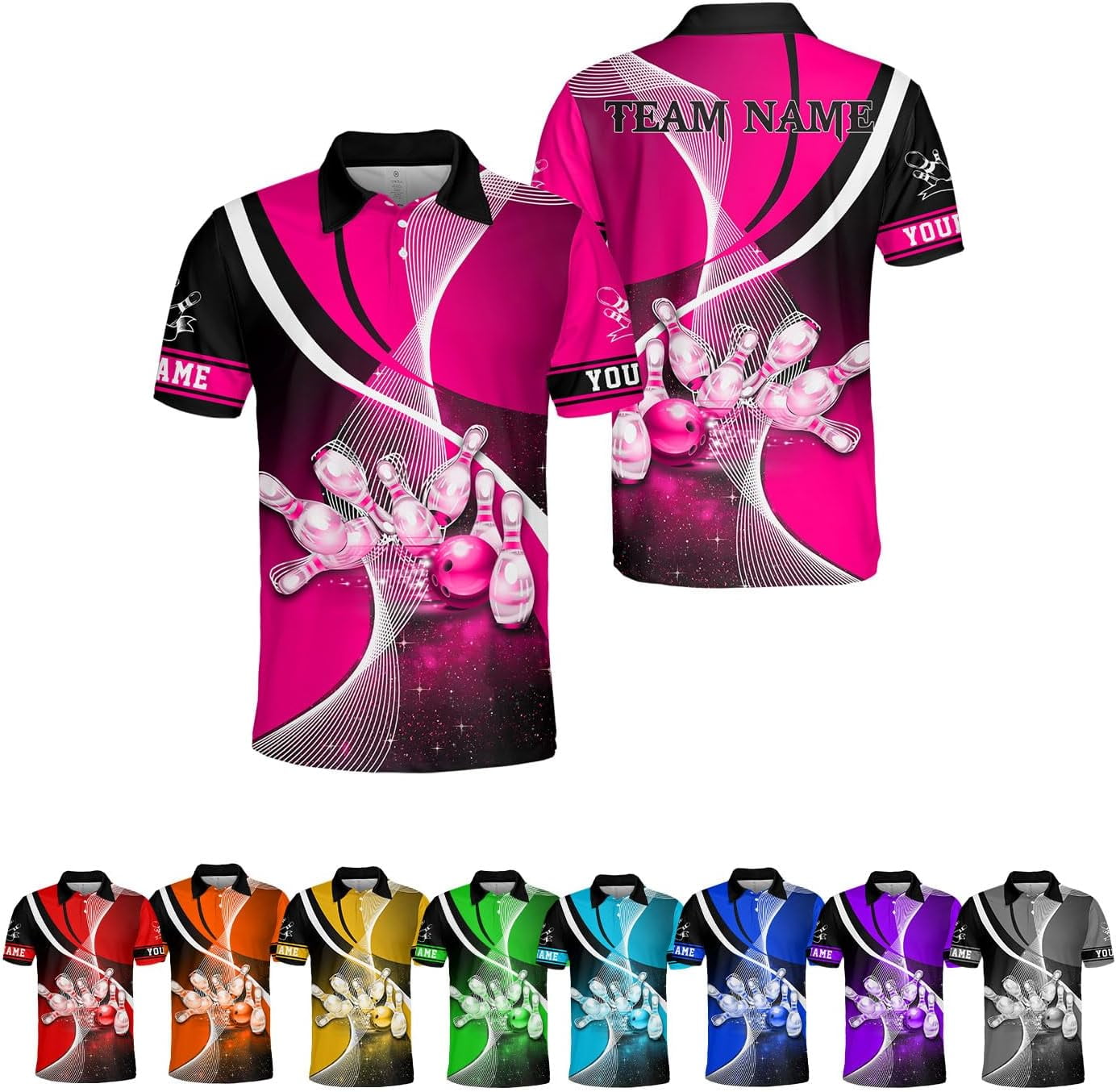 Personalized Name Bowling Polo Shirts 3D for Men and Women, Bowling ...