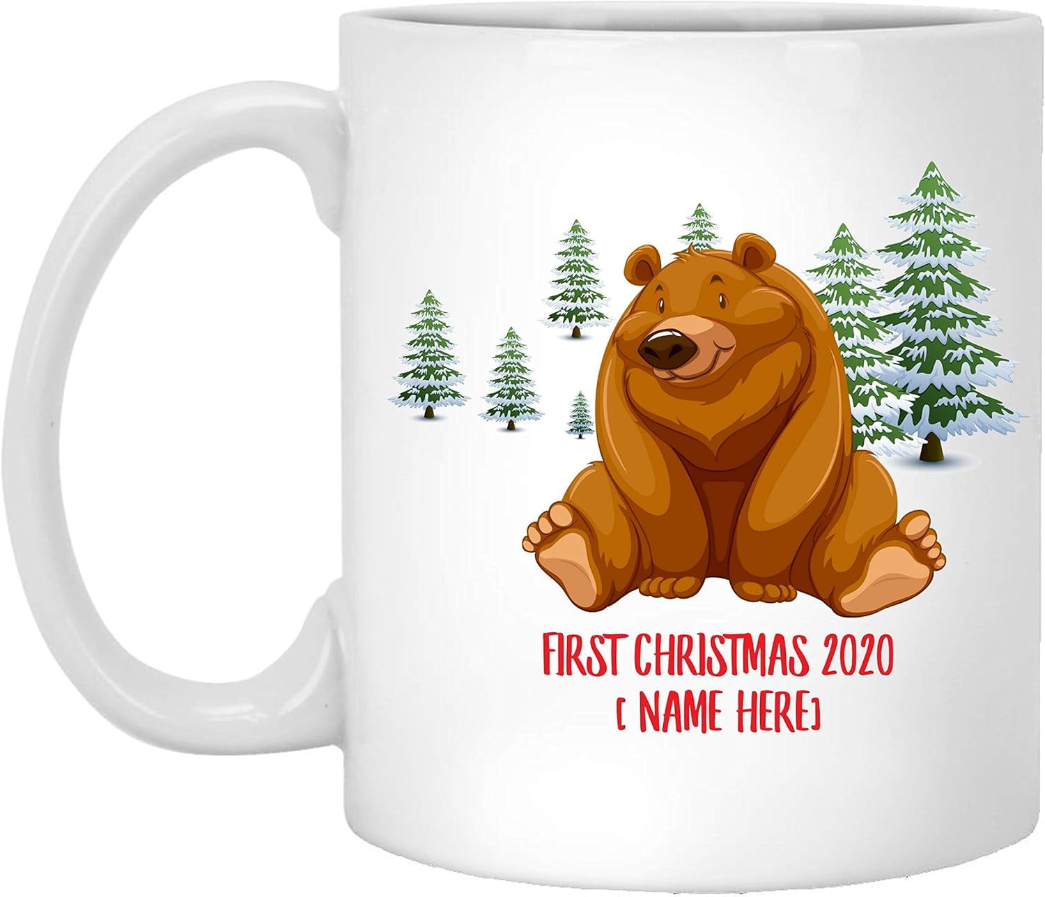 Personalized Name Custom Year Grizzly Bear Cute First Christmas 2025 ...