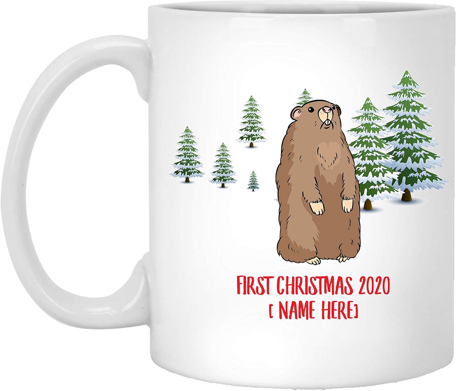 Personalized Name Custom Year Groundhog Standing First Christmas 2025 ...