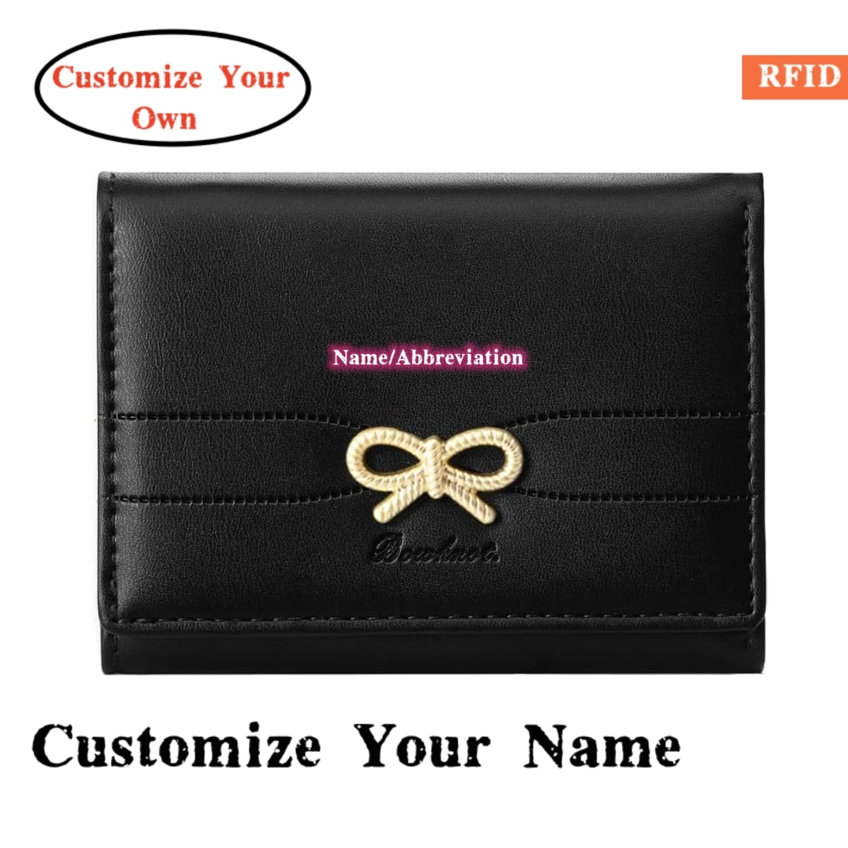 Personalized Name Customized Initials Wallet Fashion Wallets Girls Cute ...