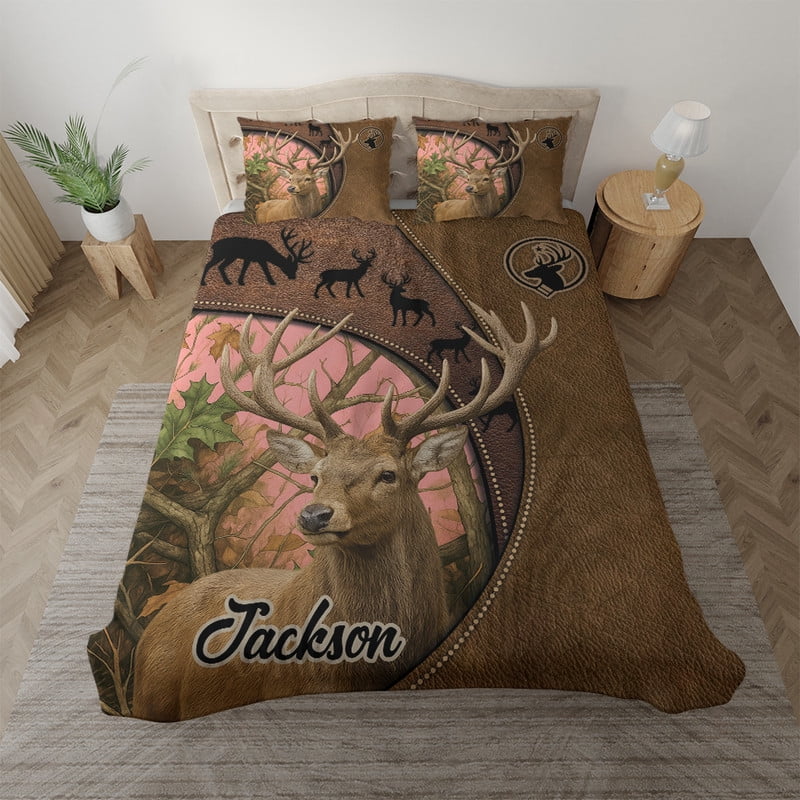 Personalized Name Deer Hunting Bedding Set – Deer Themed Bedding with ...