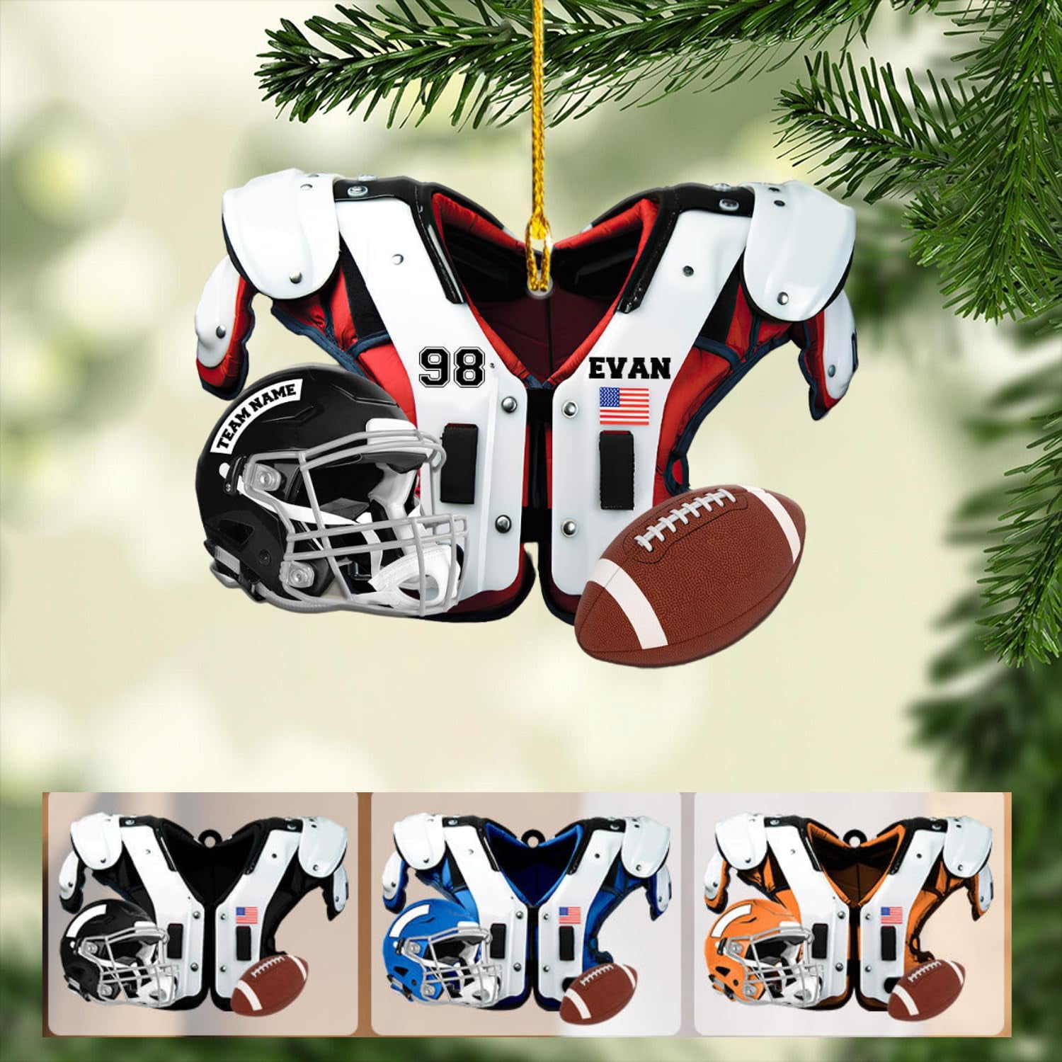 Personalized Name Football Ornaments 2024, Customized Football ...