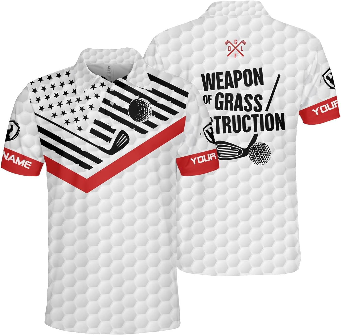 Personalized Name Funny Golf Polos for men 3D Printed, Customized Funny ...