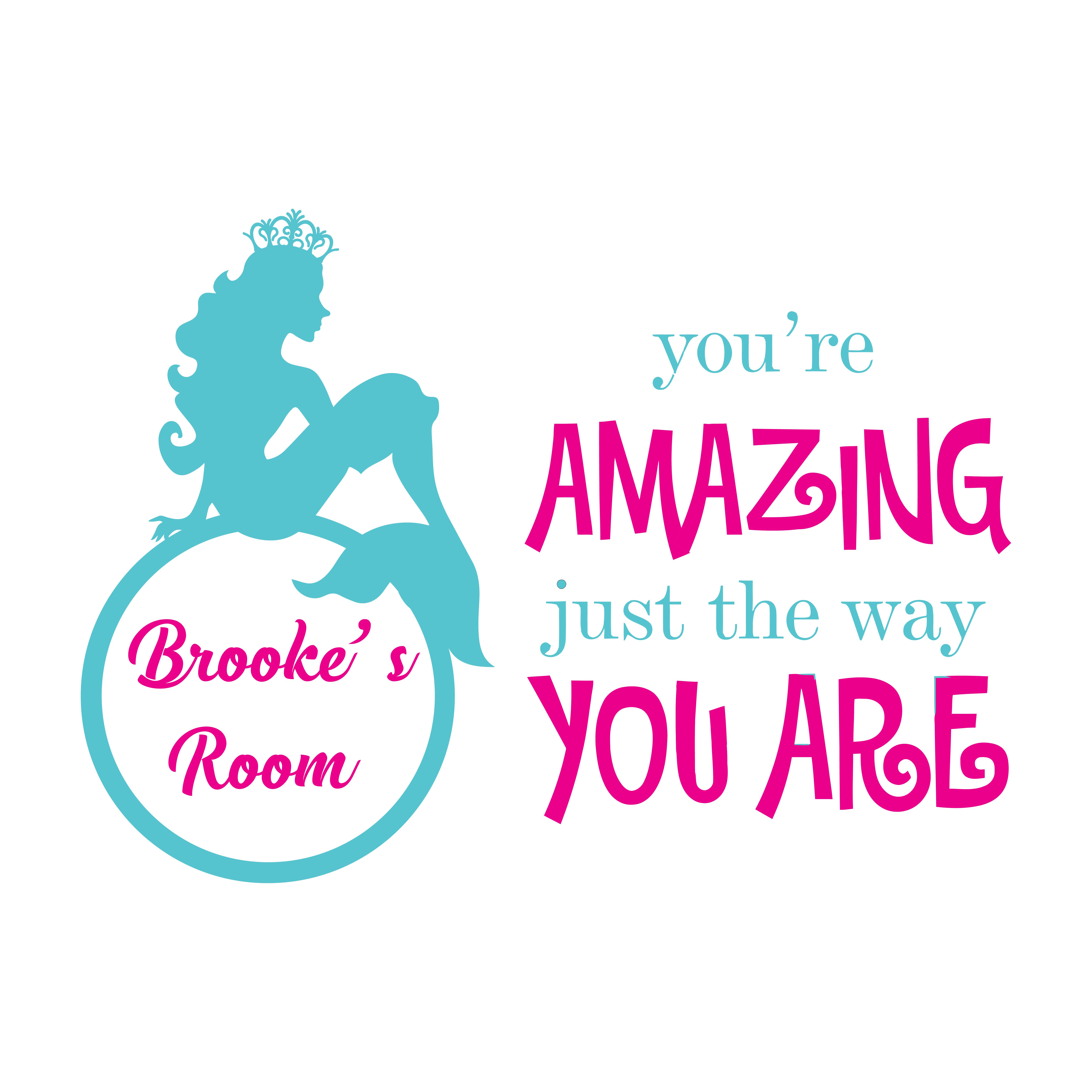 Personalized Name Girly Wall Decal Princess Mermaid Crown Custom Name ...