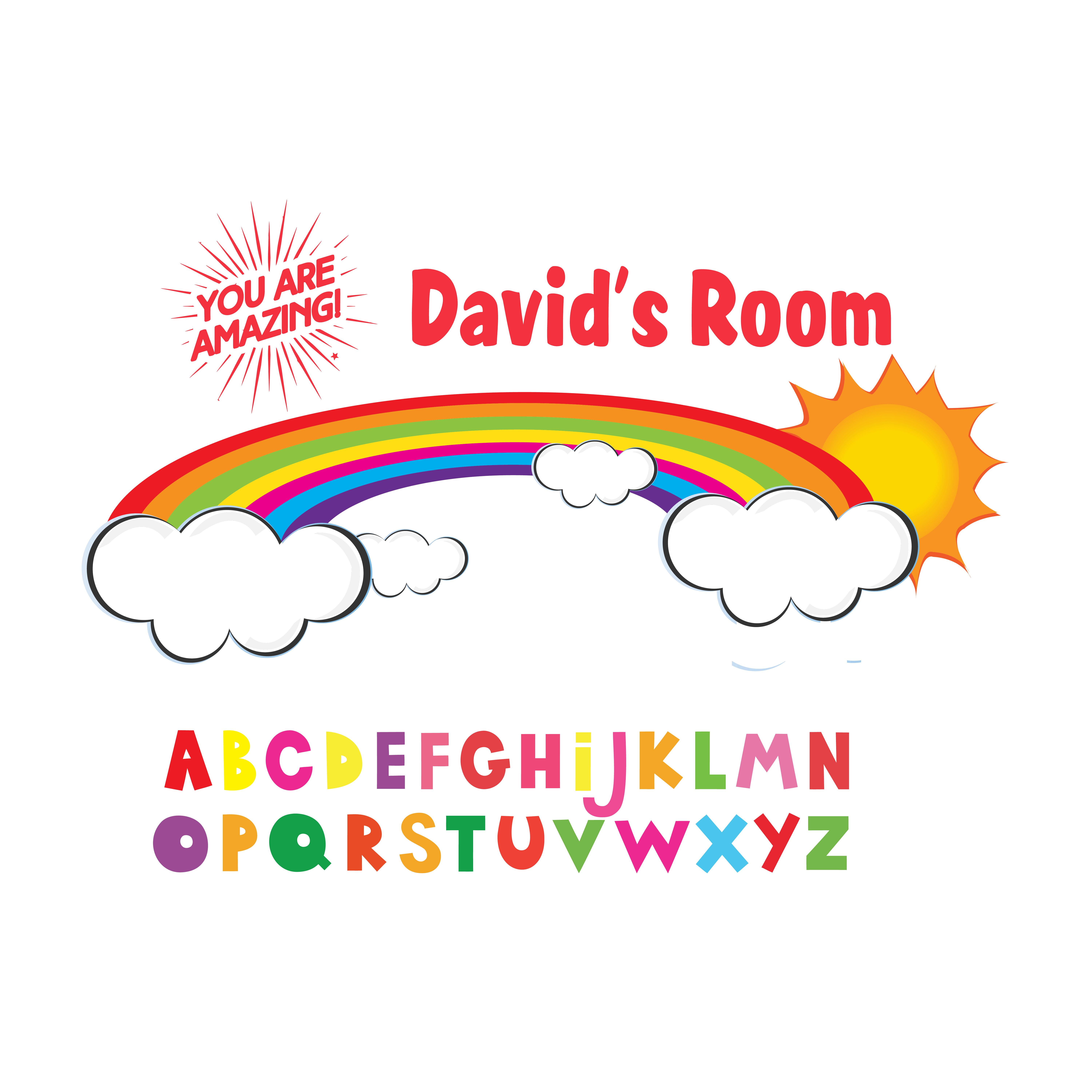 Personalized Name Girly Wall Decal Rainbow in the Cloud Learning the ...