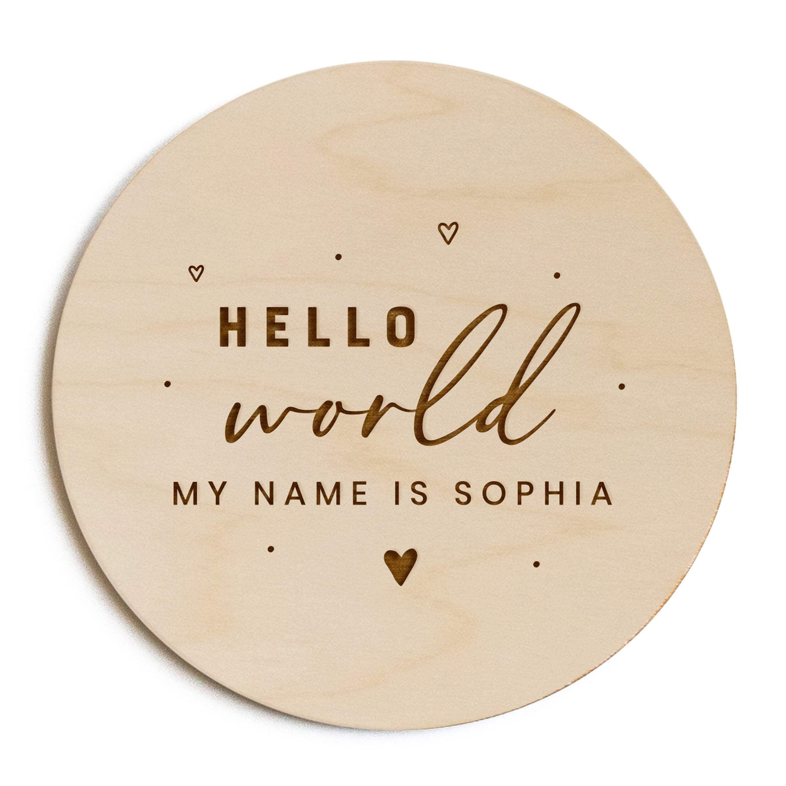 Personalized Name Hello World My Name is Newborn Baby Announcement Sign ...