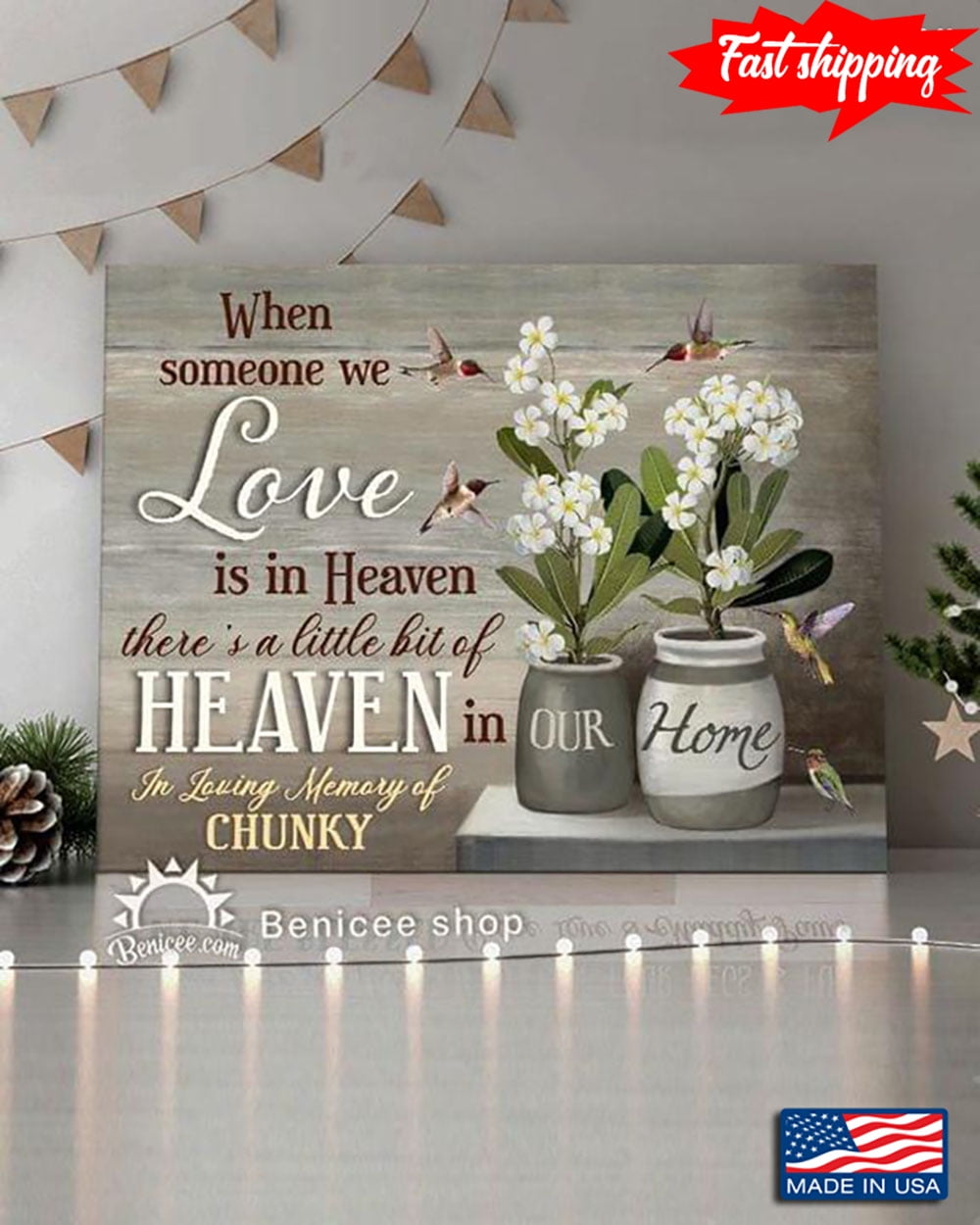 Personalized Name Hummingbirds & Frangipani Flowers In Loving Memory ...