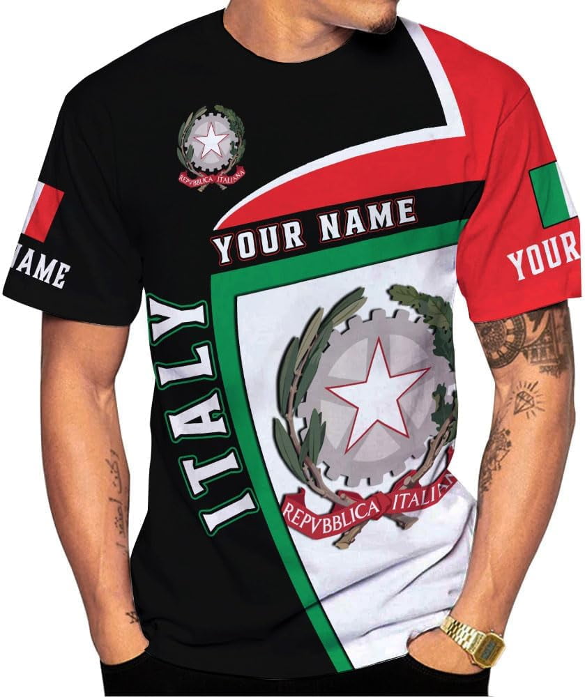Personalized Name Italy Shirt 3D, Custom Italian Shirt Flag for Men and ...