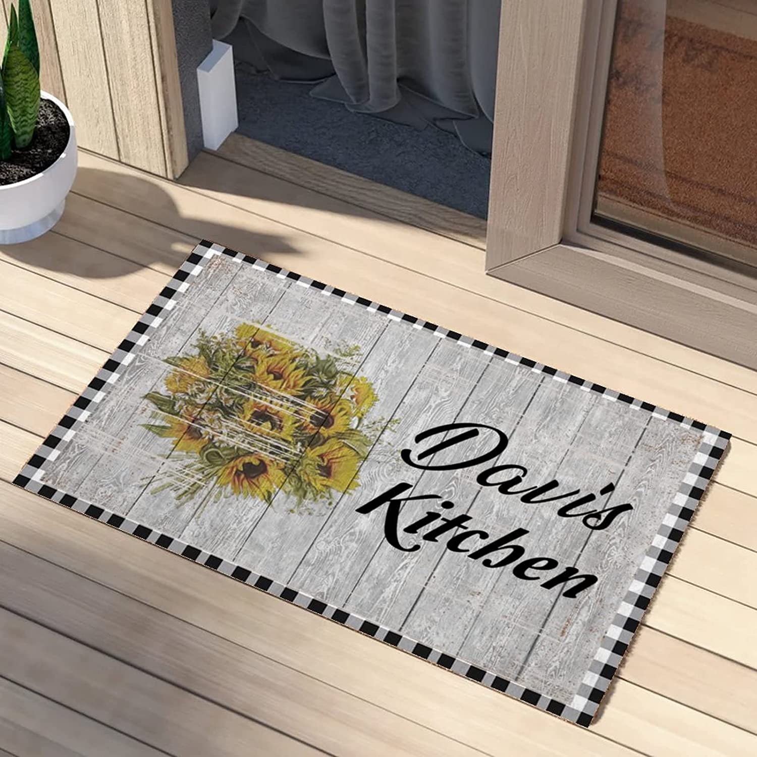 Personalized Name Kitchen Decor Sunflowers Door Mats Front Door Porch ...