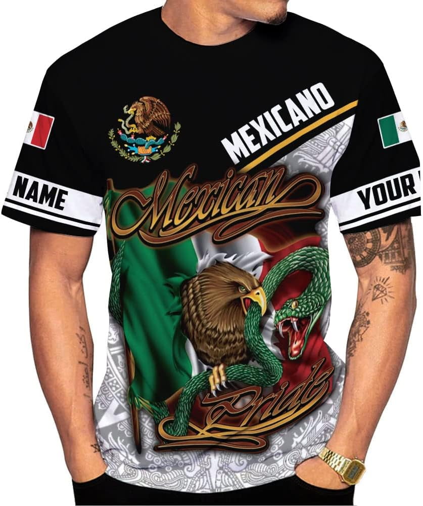 Personalized Name Mexican Shirts for Men 3D Customized Mexico Shirts ...