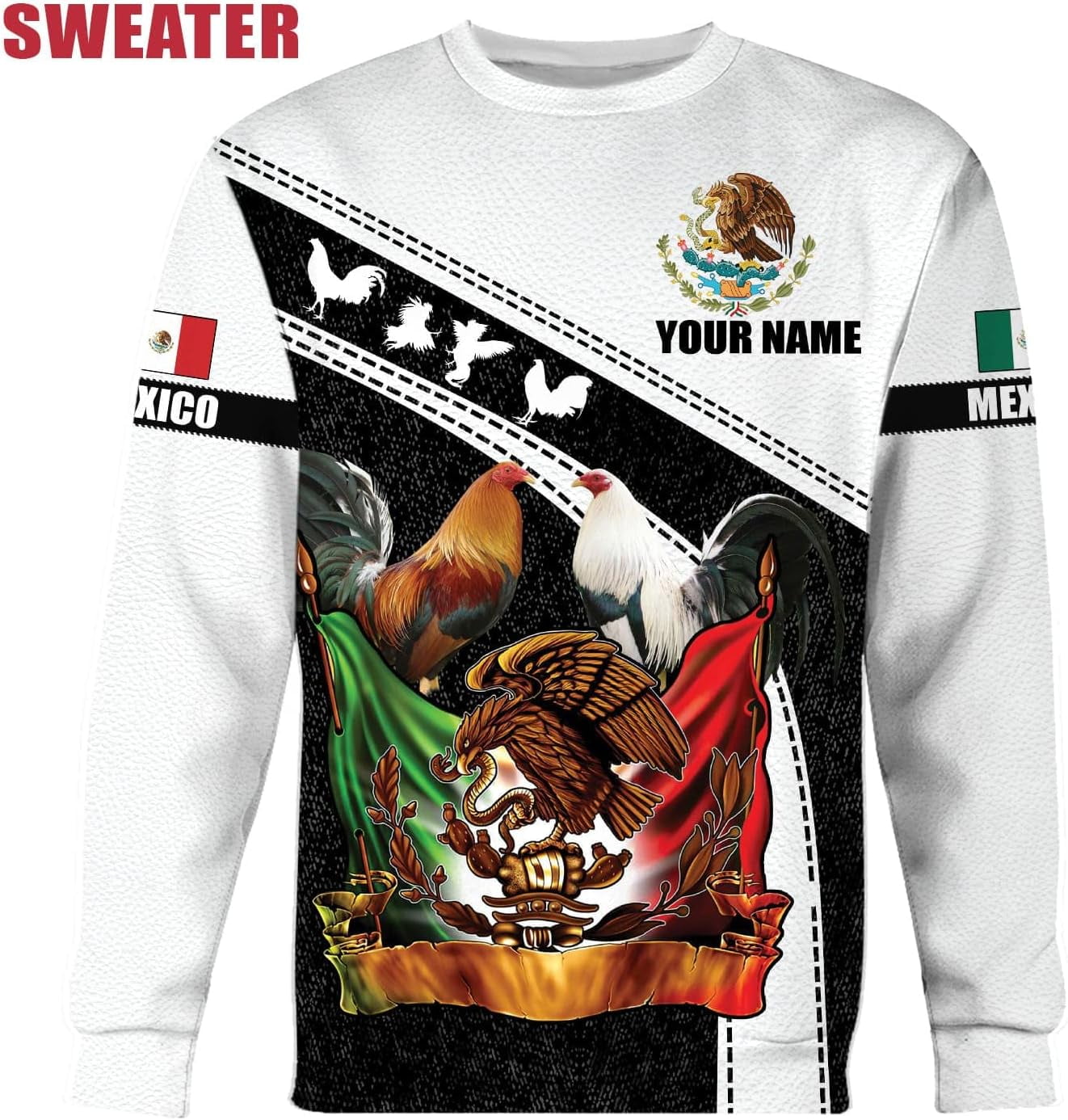 Personalized Name Mexican Shirts for Men 3D, Rooster Mexico Shirts for ...