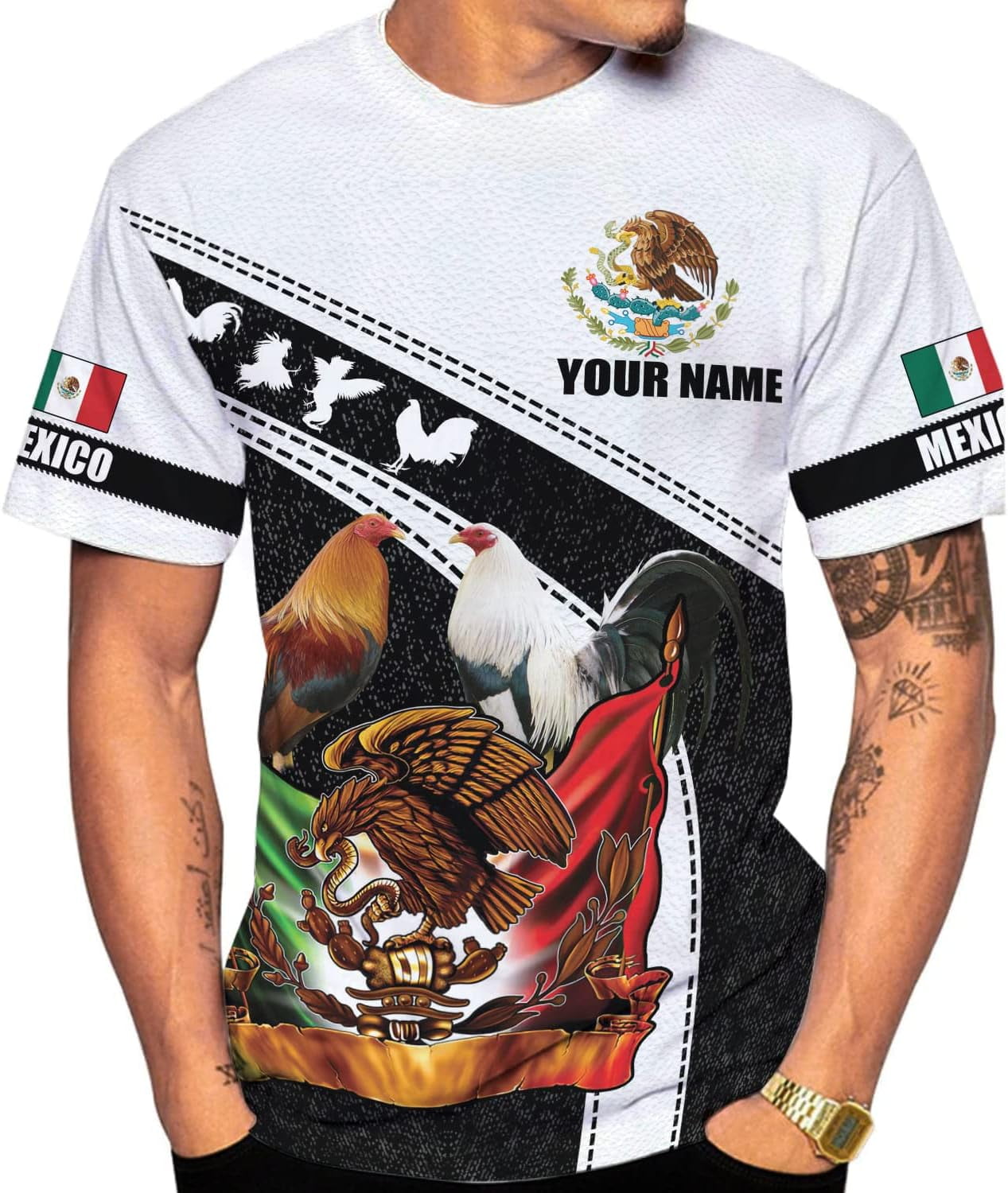 Personalized Name Mexican Shirts for Men 3D, Rooster Mexico Shirts for ...