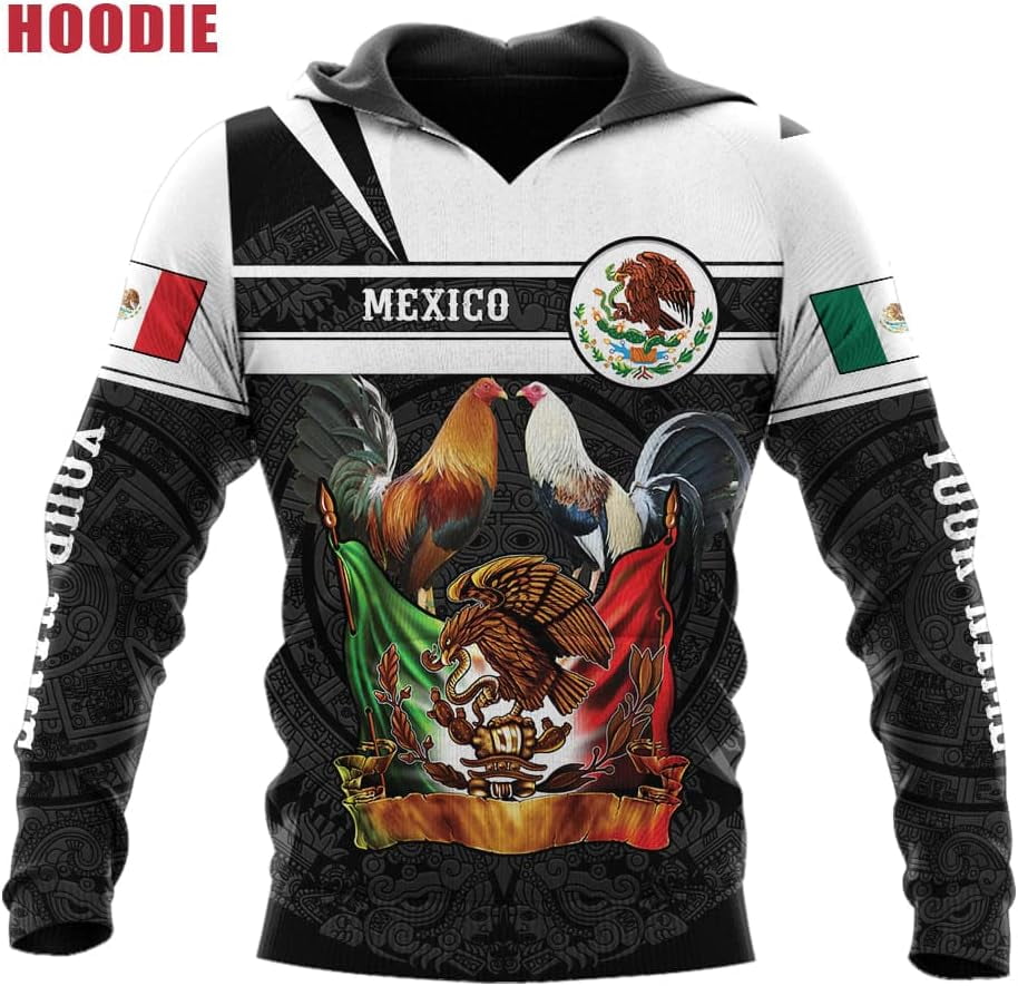 Personalized Name Mexican Shirts for Men 3D, Rooster Mexico Shirts for ...